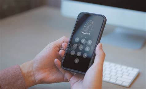 Device Secure Access Concept Businessman Accessing Smartphone With Pin Code Cyber Security