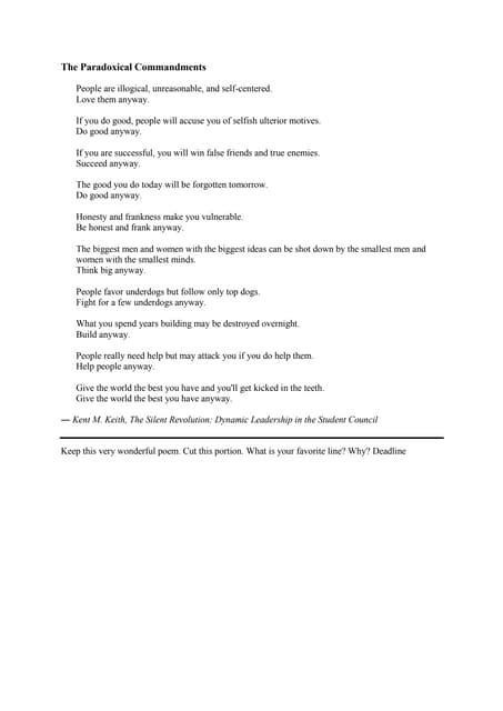 The Paradoxical Commandments Pdf