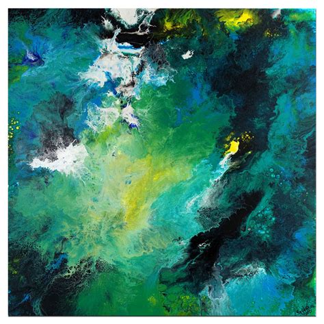 Abstrakte Malerei grünes Wandbild abstrakt Acrylbild Burgstaller