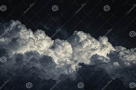 Dramatic Cloudscape With Intense Lighting Against A Dark Sky Stock