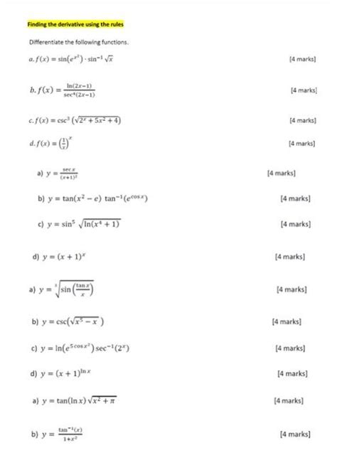 Solved Finding The Derivative Using The Rules Differentiate