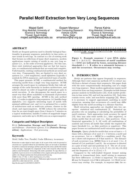 Pdf Parallel Motif Extraction From Very Long Sequences