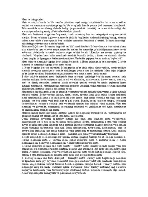 Matn Va Uning Turlari Pdf