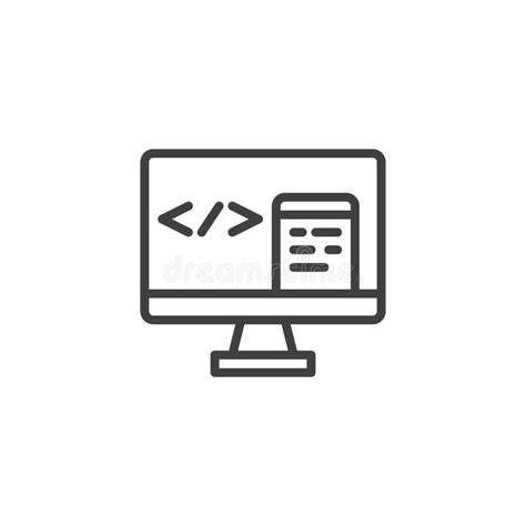 Programming Code Screen Line Icon Stock Vector Illustration Of