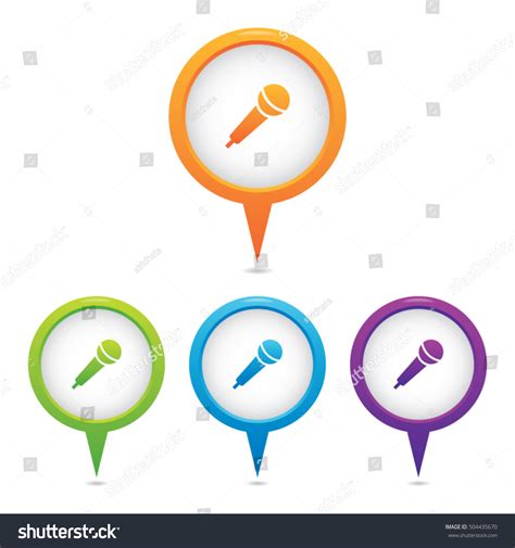 Set Microphone Marker Icons Stock Vector Royalty Free 504435670