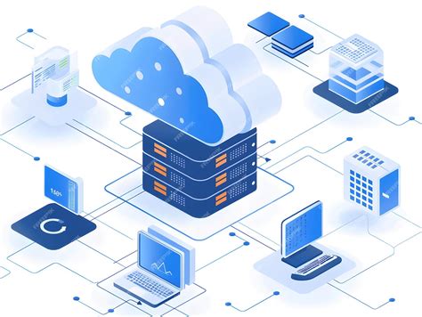 A Digital Cloud Computing Concept Showcasing Cloud Servers Connected To Various Devices And Data
