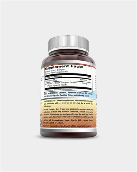 Amazing Nutrition Amazing Formulas Coq10 With Bioperine 400 Mg