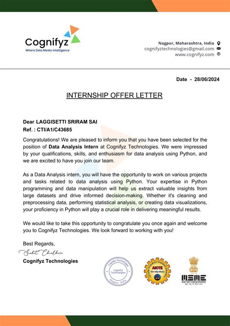 Sriram Sai Laggisetti On Linkedin Cognifyztechnologies Internship