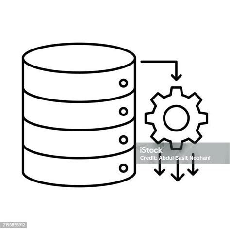 data processing database and gear representing transformation and