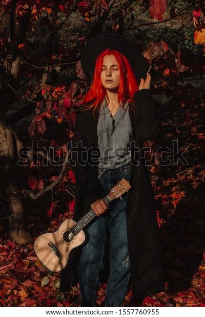 Sexy Redhead Girl Long Hair Plays Stock Photo Shutterstock