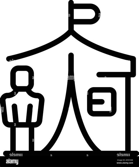 Tent Asylum Icon Outline Vector Migrant Refugee Seeker Help Stock