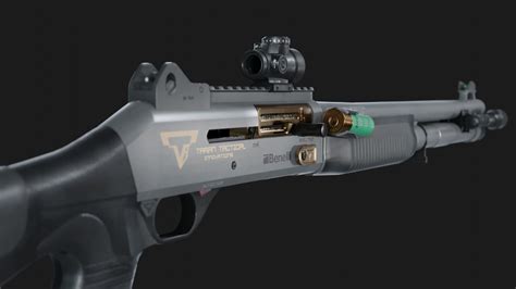 3d Model Tti Benelli M4 Super 90 With Attachments Vr Ar Low Poly