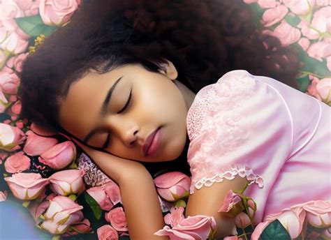 Premium Ai Image Cute Indian Girl Sleeping On Bed Of Roses