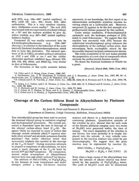 Cleavage Of The Carbonsilicon Bond In Alkynylsilanes By Platinum