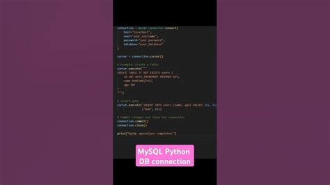 Mysql And Python Database Connection Code Mysql Python Database