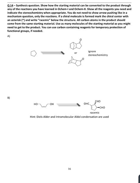 Solved Q 14 Synthesis Question Show How The Starting