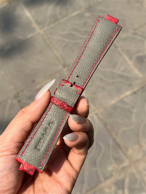 Red Python Strap For Oris Aquis Date Relief 415 Mm Red Python Strap For Oris Aquis Date Relief 415 Mm