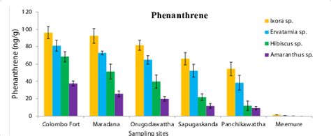 phenanthrene concentrations of the phyllosphere of leaf samples