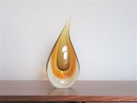 Modernist Retro Cased Glass Teardrop Ornament Murano Sommerso Etsy Uk