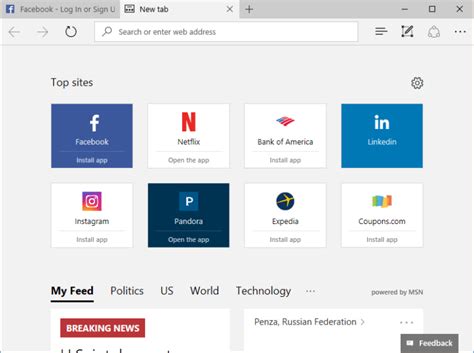 Always Show Address Bar On New Tab Page In Edge