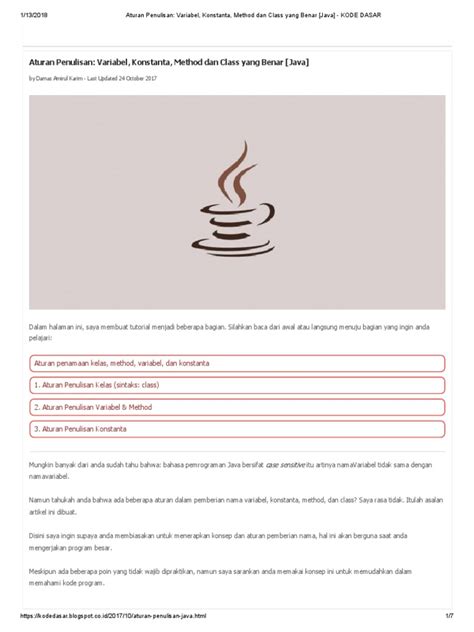 Aturan Penamaan Kode Java Yang Benar Pdf Karier And Perkembangan Komputer
