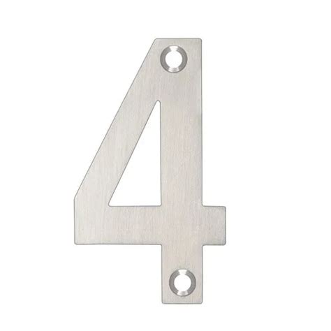 75mm Numeral 4 Satin Stainless Steel Construction Supplies