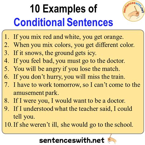 10 Examples Of Conditional Sentences Sentenceswithnet