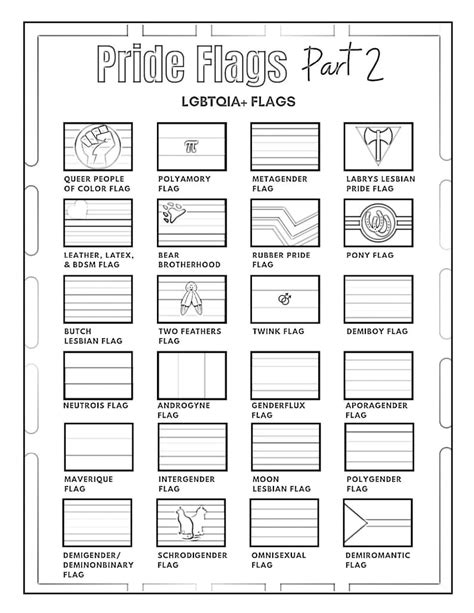 Lgbtqia Pride Flags Coloring Pages Education Printable Etsy