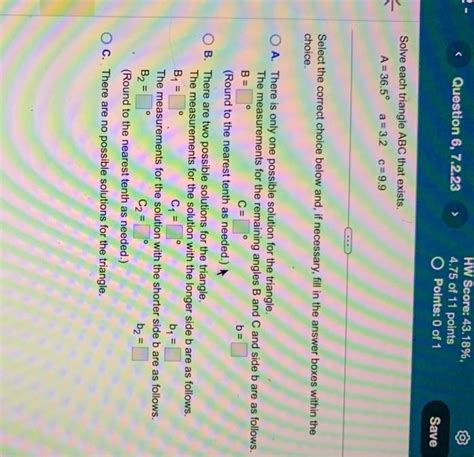 Solved Solve Each Triangle ABC That Exists Chegg Com