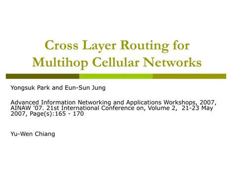 Ppt Cross Layer Routing For Multihop Cellular Networks Powerpoint