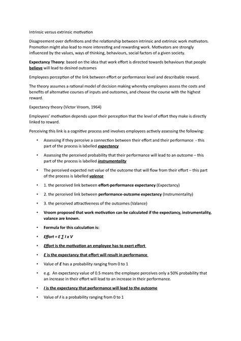Intrinsic Versus Extrinsic Motivation Intrinsic Versus Extrinsic Motivation Disagreement Over
