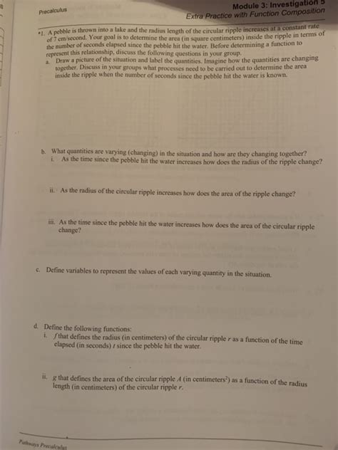 Precalculus Module 3 Investigation 5 Extra Practice