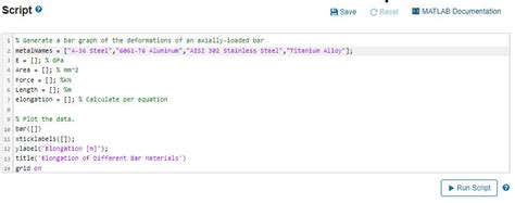 Solved Script O B Save C Reset Ga MATLAB Documentation Chegg