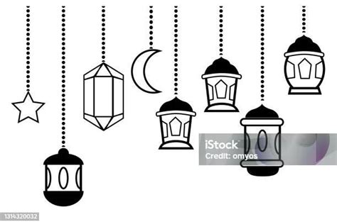 벡터 아이콘 스타일 6 랜턴 스타와 달 라마단 카림 인사말 카드 배너 전단지 및 포스터에 대한 요소 디자인 또는 템플릿 0명에 대한 스톡 벡터 아트 및 기타 이미지 Istock