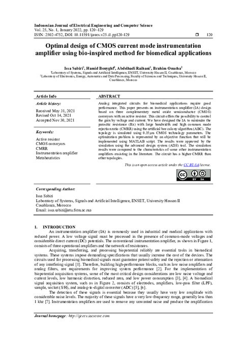 Pdf Optimal Design Of Cmos Current Mode Instrumentation Amplifier