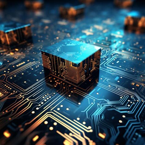 Premium Photo Futuristic Microchip Processor With Lights On The Blue