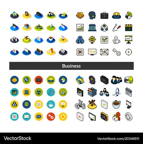 Set Of Icons In Different Style Isometric Flat Vector Image