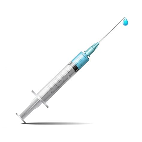 Jeringa con líquido azul jeringa con aguja para inyección de drogas médicas vacuna para