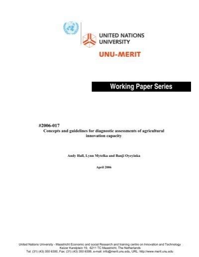 Working Paper Series UNU Merit United Nations University
