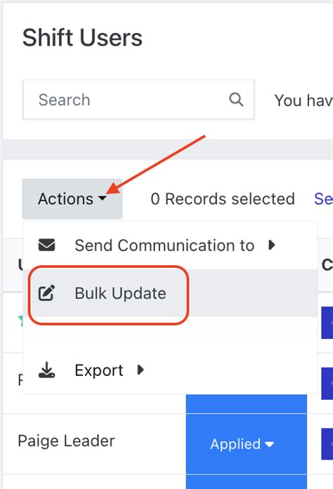 Bulk Updating Shift User Status Via Shift User List