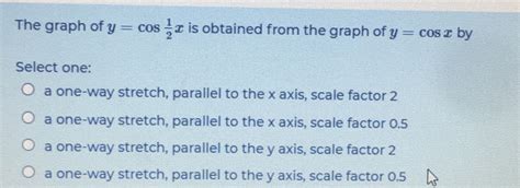 Solved The Graph Of Y Cos X Is Obtained From The Graph Of Y Cos X B By Select One A One
