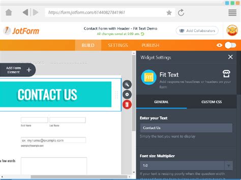 Fit Text Form Widgets Jotform