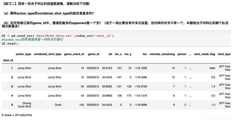 pandas练习一 现有一份关于科比的投篮数据集，请解决如下问题 csdn博客