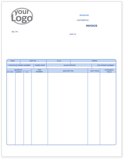 Custom Carbonless Forms Free Invoice Contract And Business Form