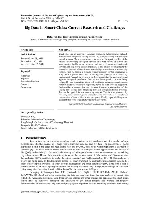 Pdf Big Data In Smart Cities Current Research And Challenges