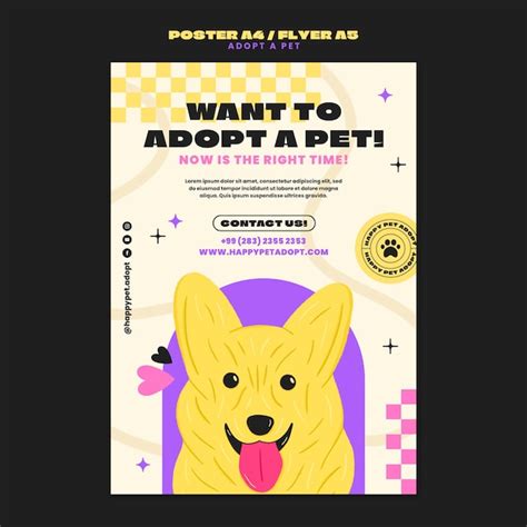 Desenhado à Mão Adota Um Modelo De Cartaz De Animais De Estimação Psd