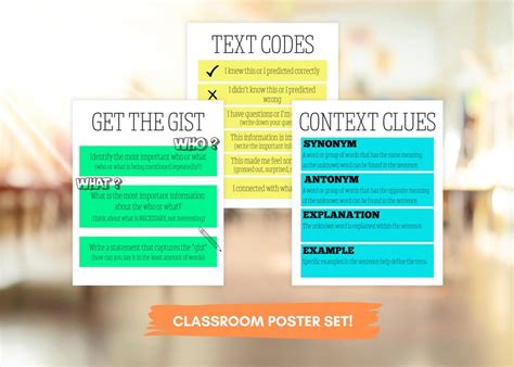 Nonfiction Text Strategies Anchor Charts Instant Download Text Codes Get The Gist Context
