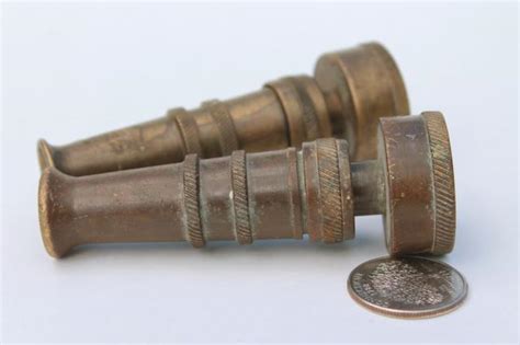 Vintage Brass Garden Hose Nozzles Solid Brass W Primitive Old Patina