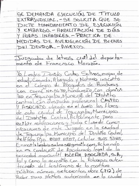 Demanda De Ejecución De Título Extrajudicial Pdf