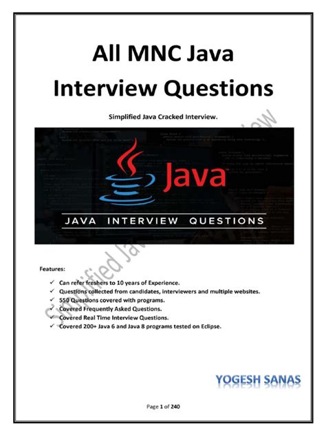 all mnc java interview questions simplified java cracked interview yogesh sanas z library